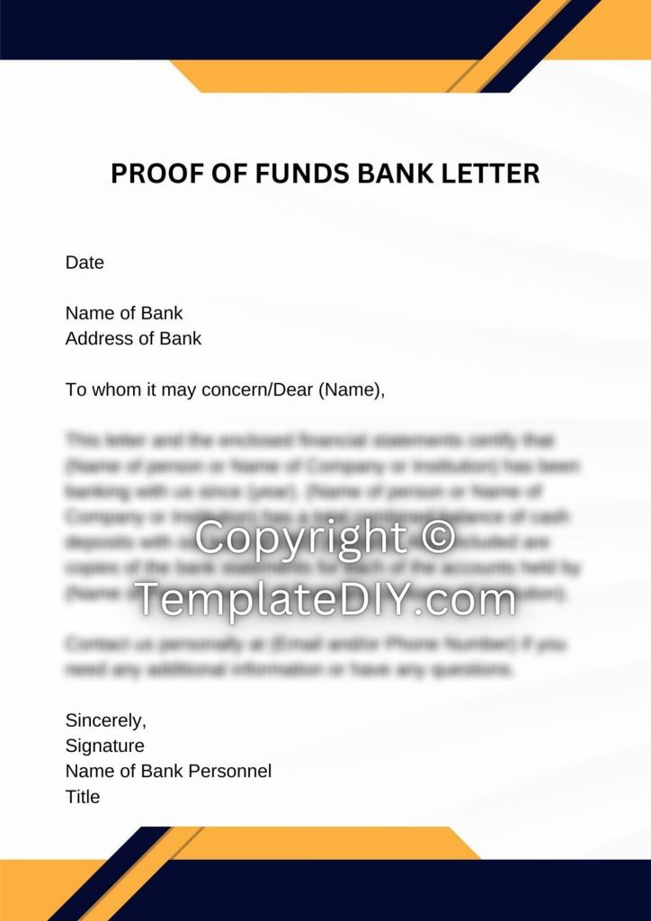 Bank Letter Proof of Funds Sample with Examples [Word]