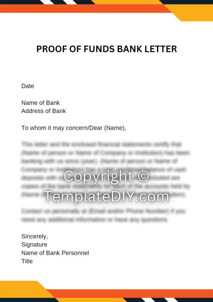 Bank Letter Proof of Funds Sample with Examples [Word]