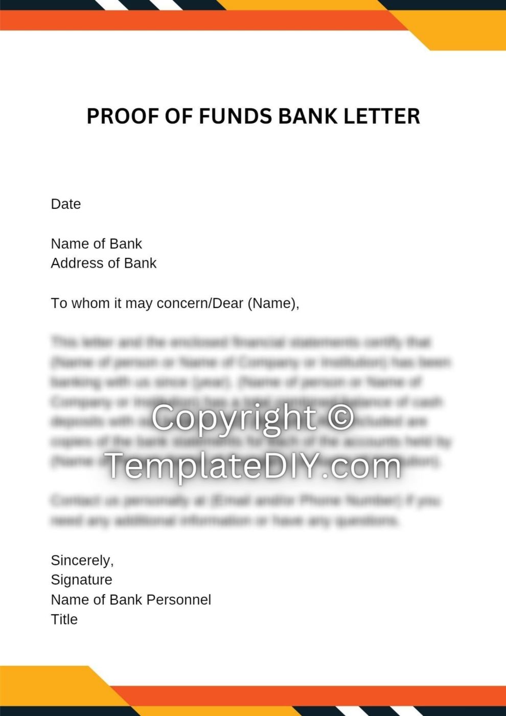 Bank Letter Proof of Funds Sample with Examples [Word]