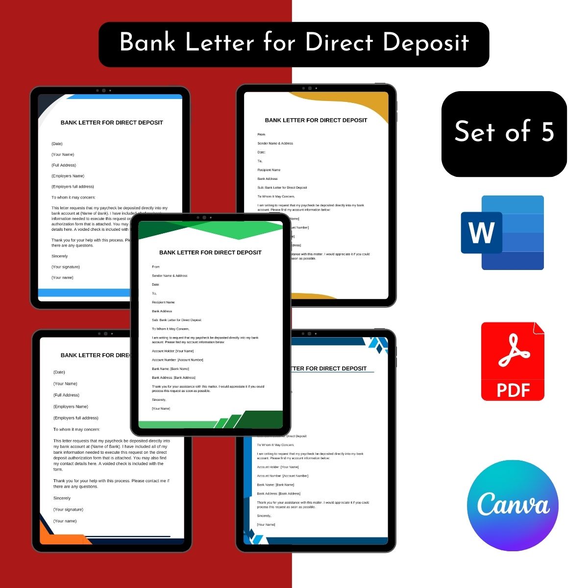Bank Letter for Direct Deposit Sample with Examples [Word]