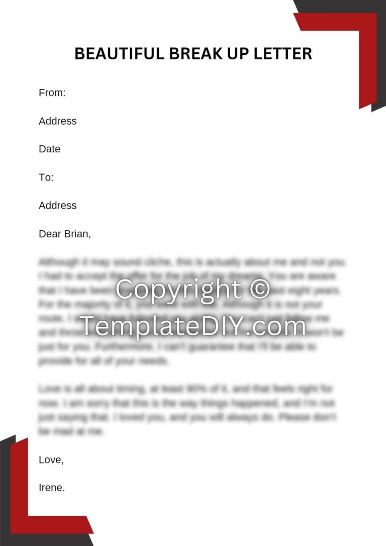 Beautiful Breakup Letter Sample with Examples [Word]