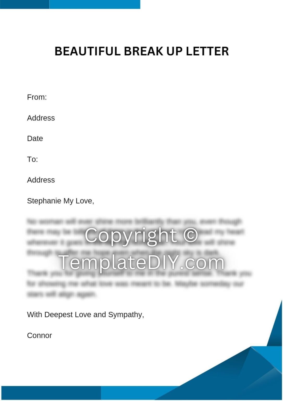 Beautiful Breakup Letter Sample with Examples [Word]