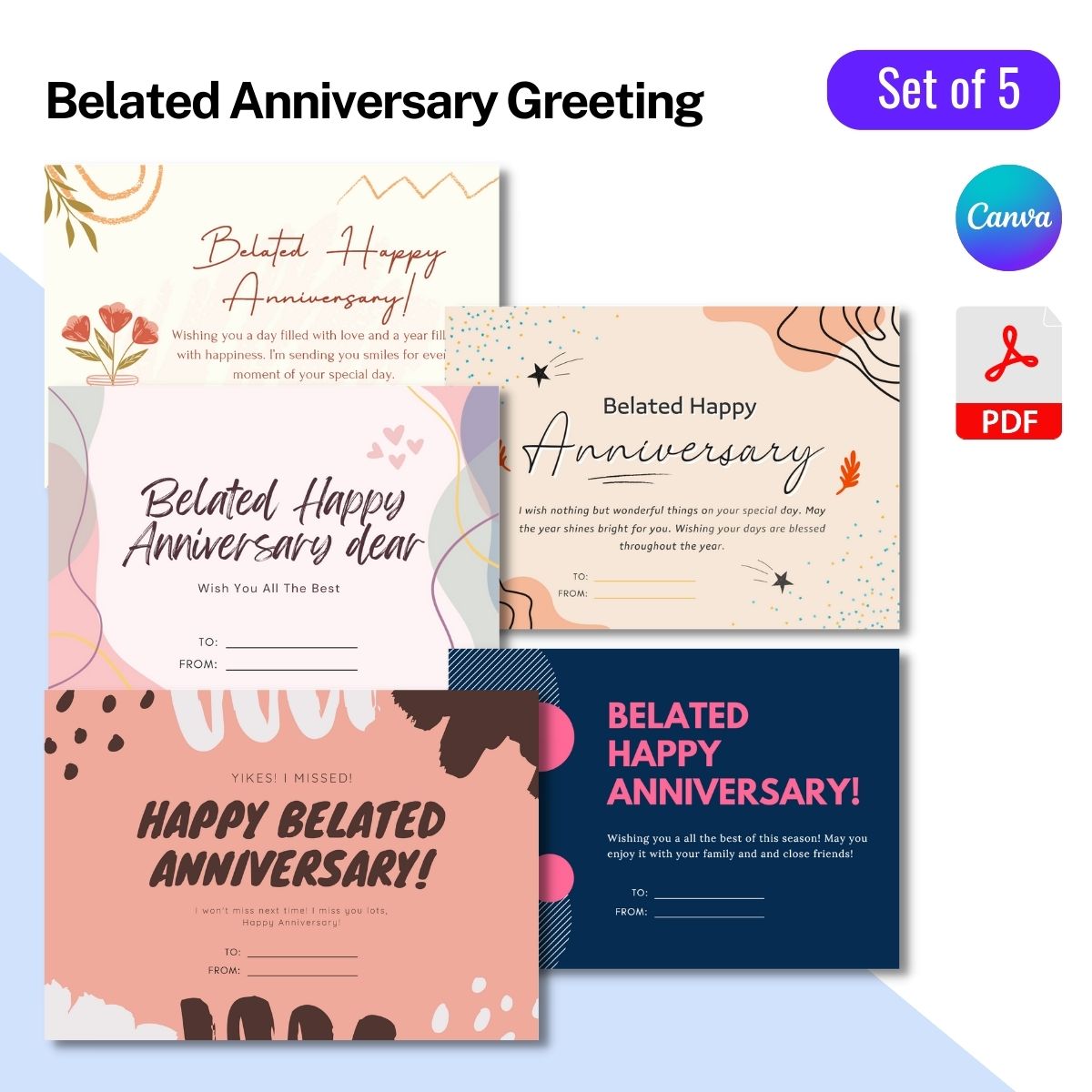 Belated Anniversary Greetings Printable Template PDF, Word