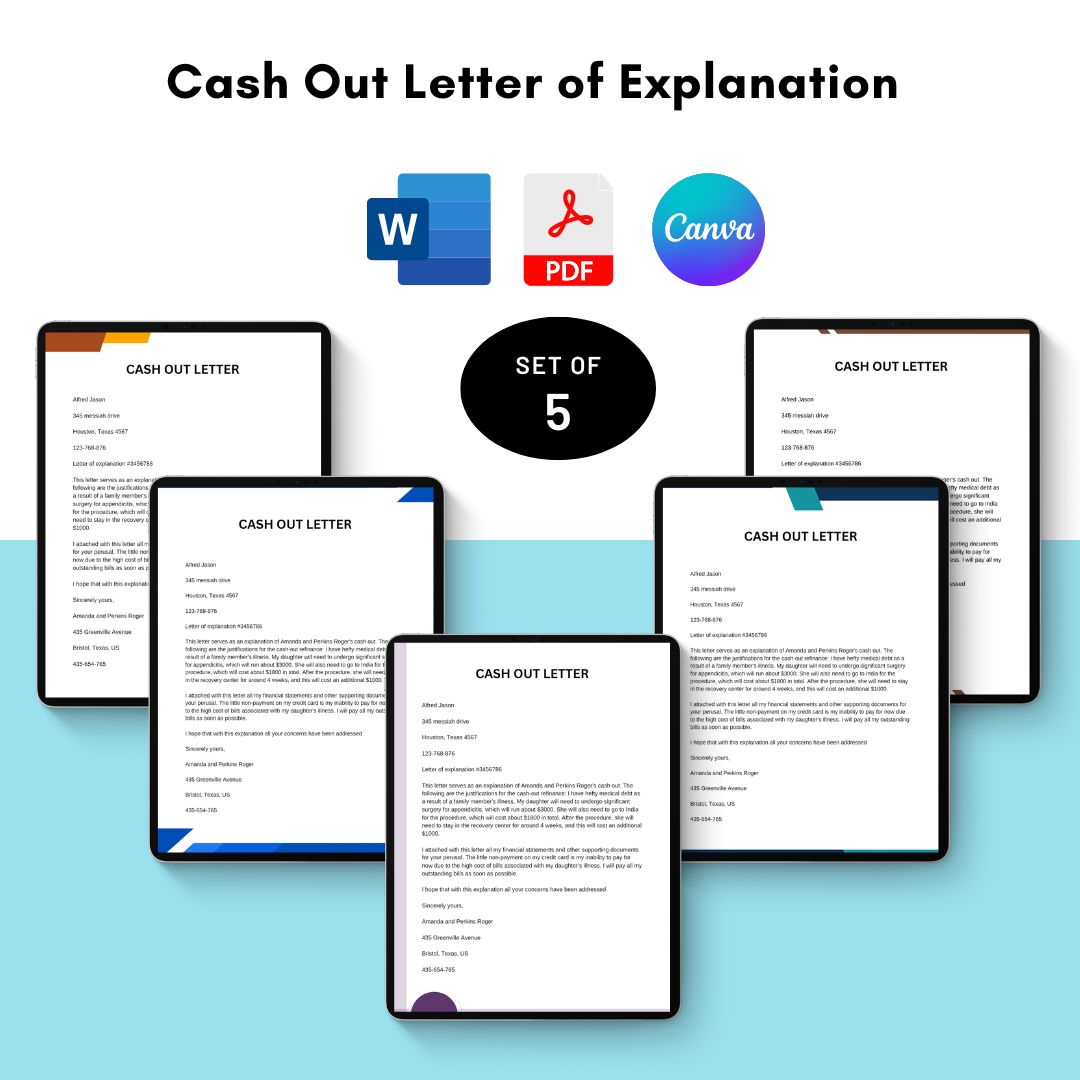 Cash Out Letter of Explanation Sample Template with Examples