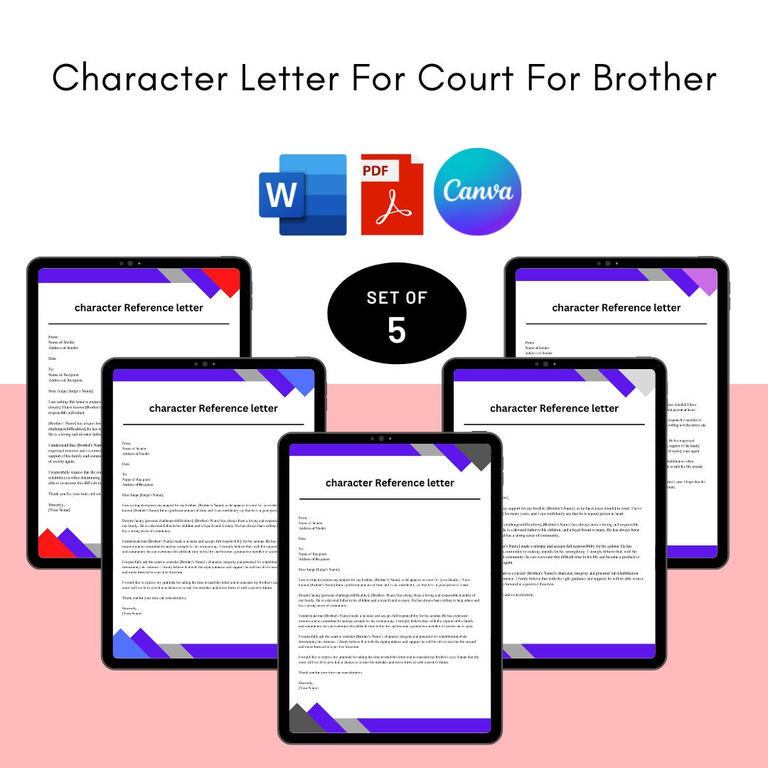 Character Letter For Court For Brother Sample with Examples