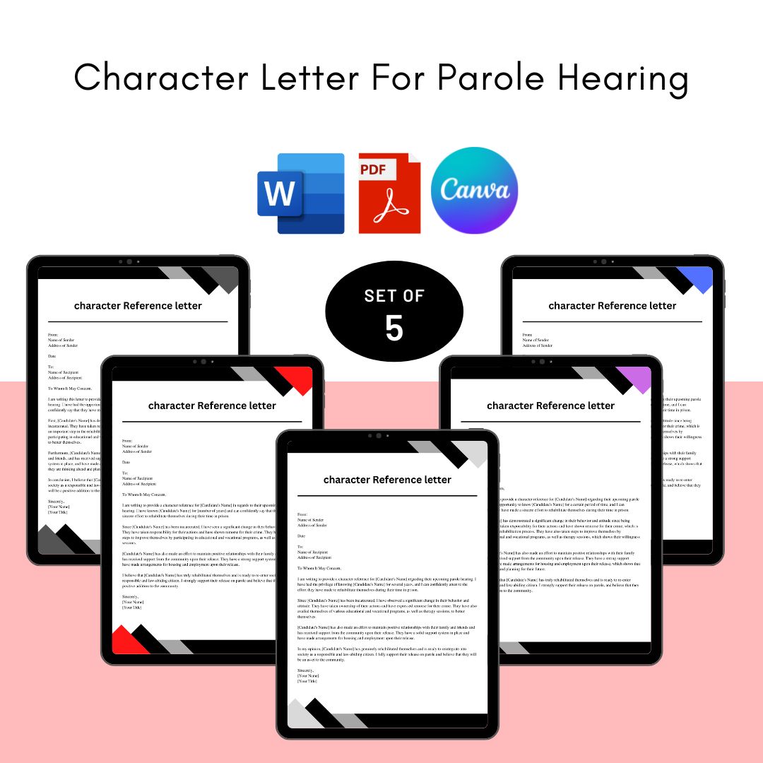Editable Character Reference for Parole Hearing | TemplateDIY