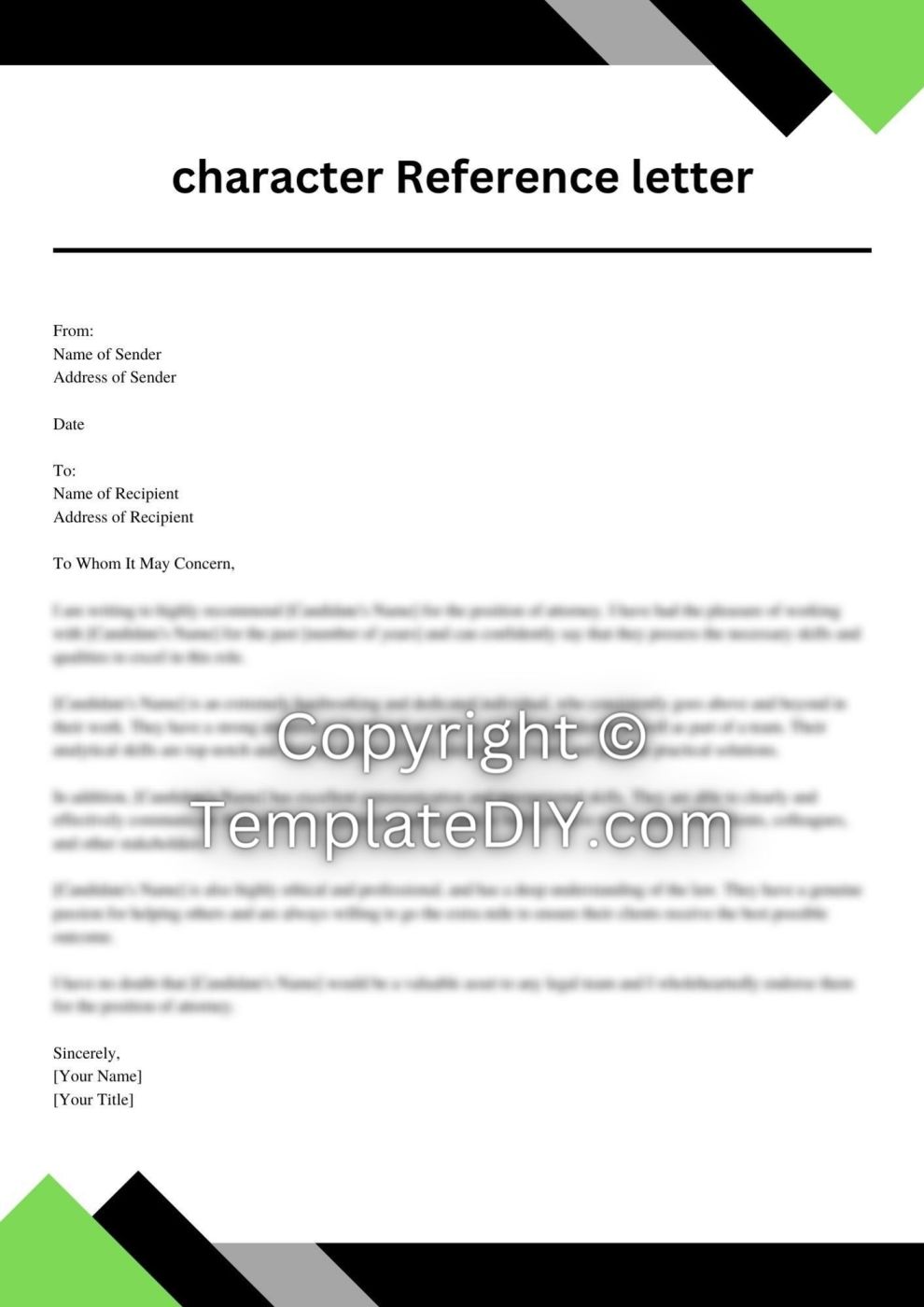 Character Reference Letter For Candidate Attorney Sample