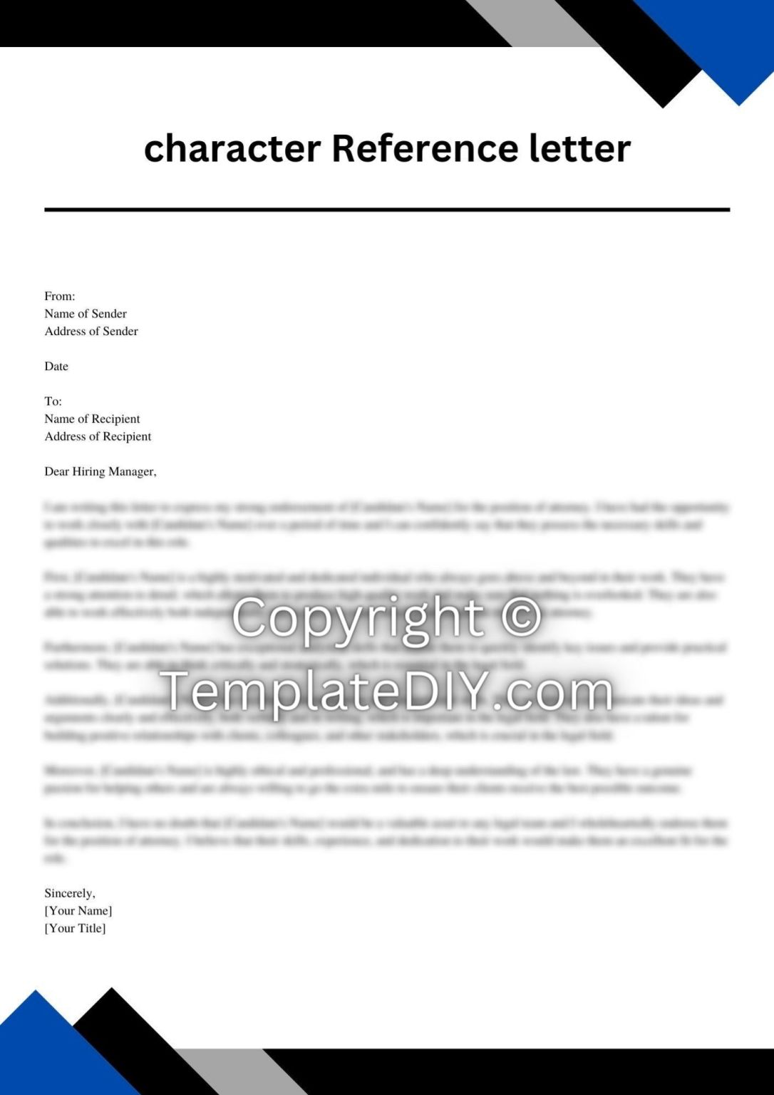Character Reference Letter For Candidate Attorney Sample