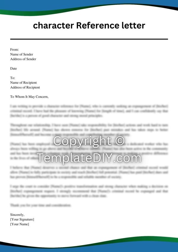 Character Reference Letter For Expungement Sample [Word]