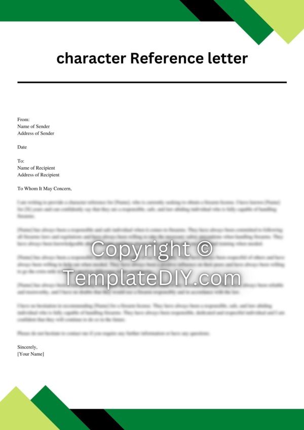 Character Reference Letter For Firearm License Sample [Word]