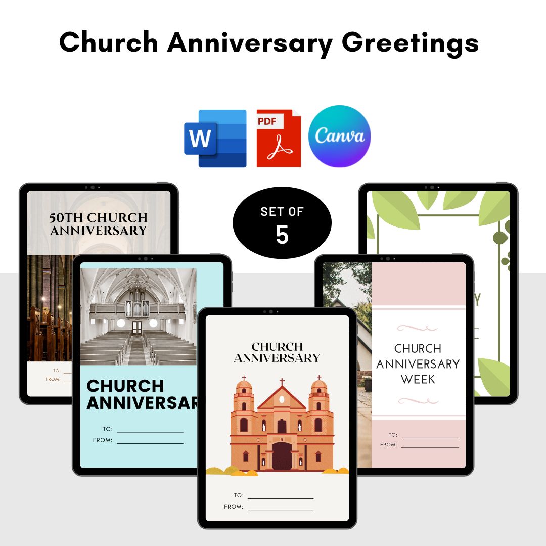 Church Anniversary Greetings Printable Template PDF, Word