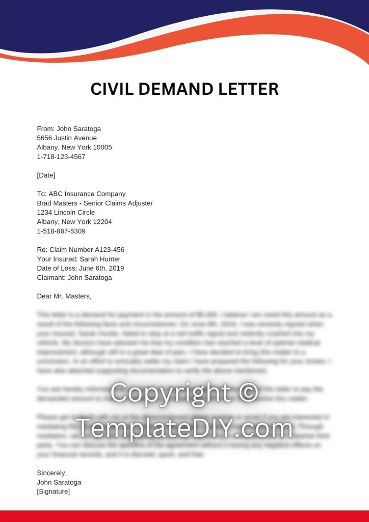 Civil Demand Letter Sample with Examples [Word Editable]