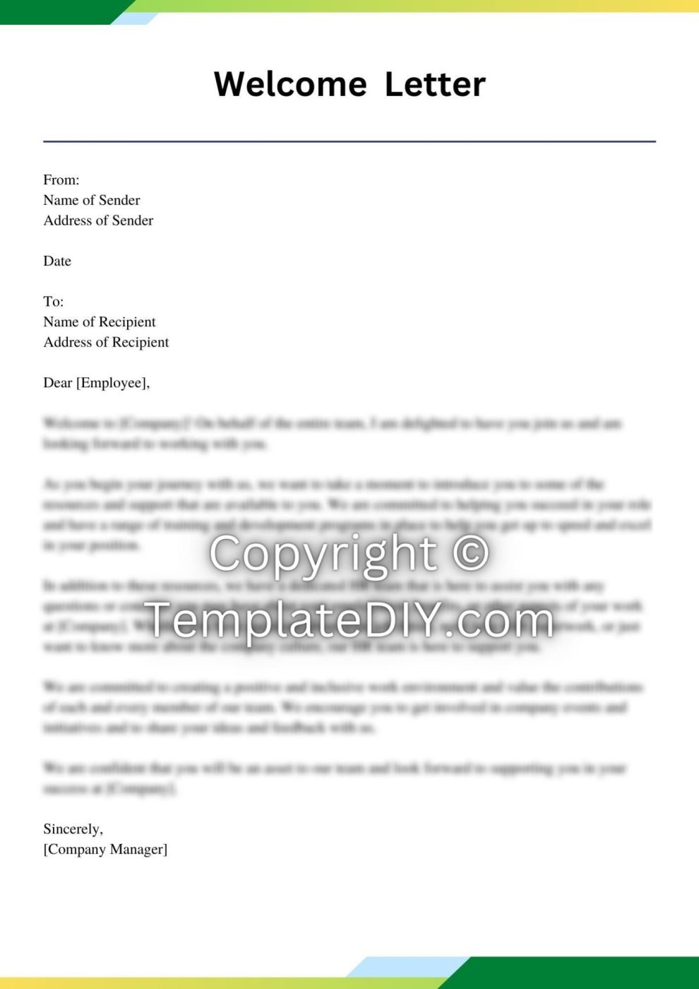 Company Welcome Letter Sample and Examples [Word Editable]