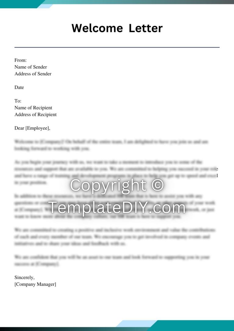 Company Welcome Letter Sample and Examples [Word Editable]