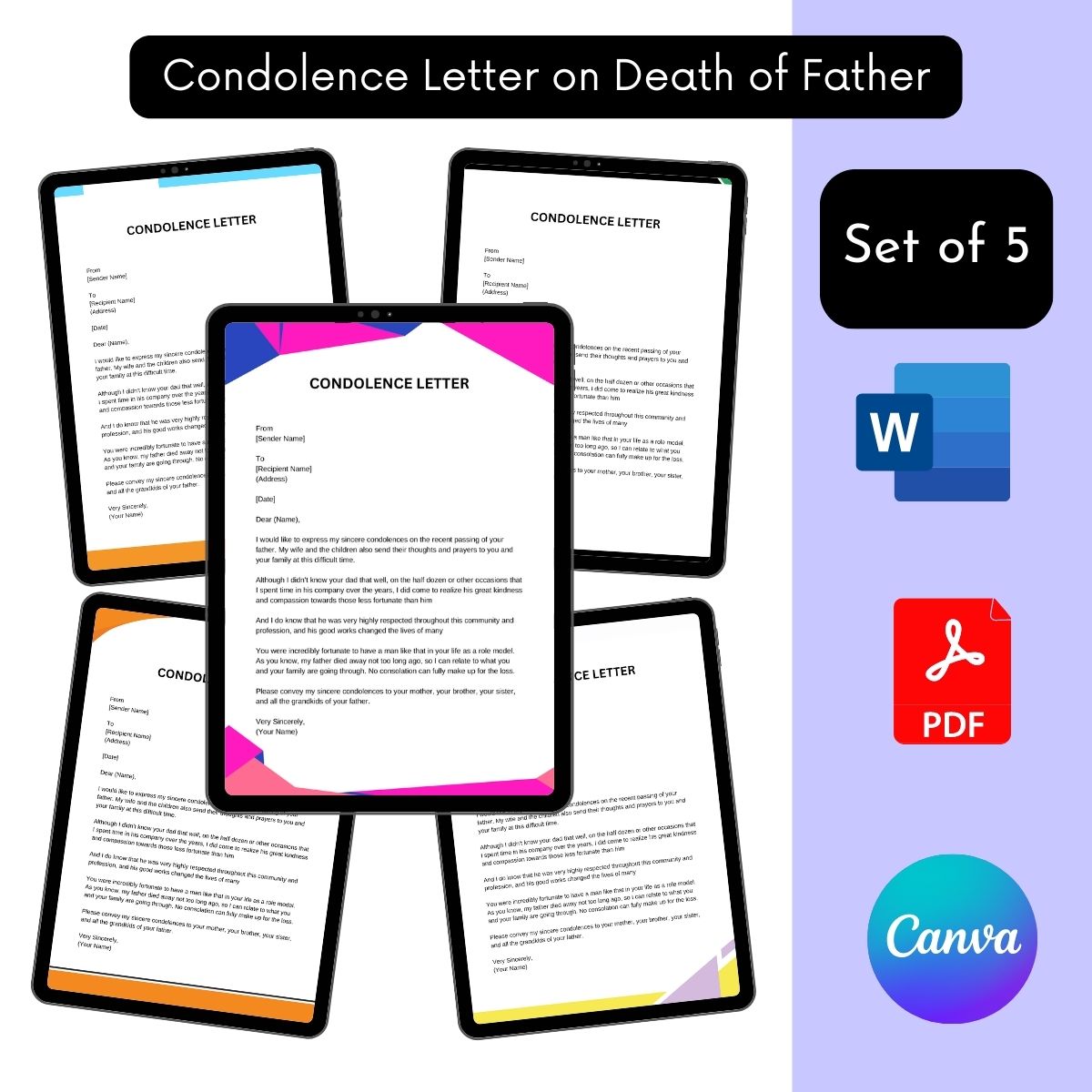 Condolence Letter on Death of Father Sample with Examples