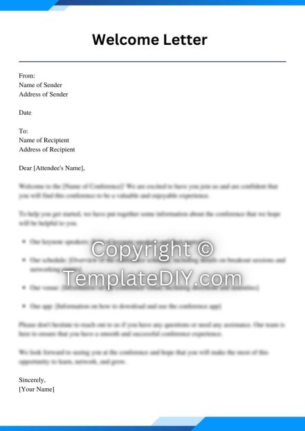 Conference Welcome Letter Sample Template with Examples
