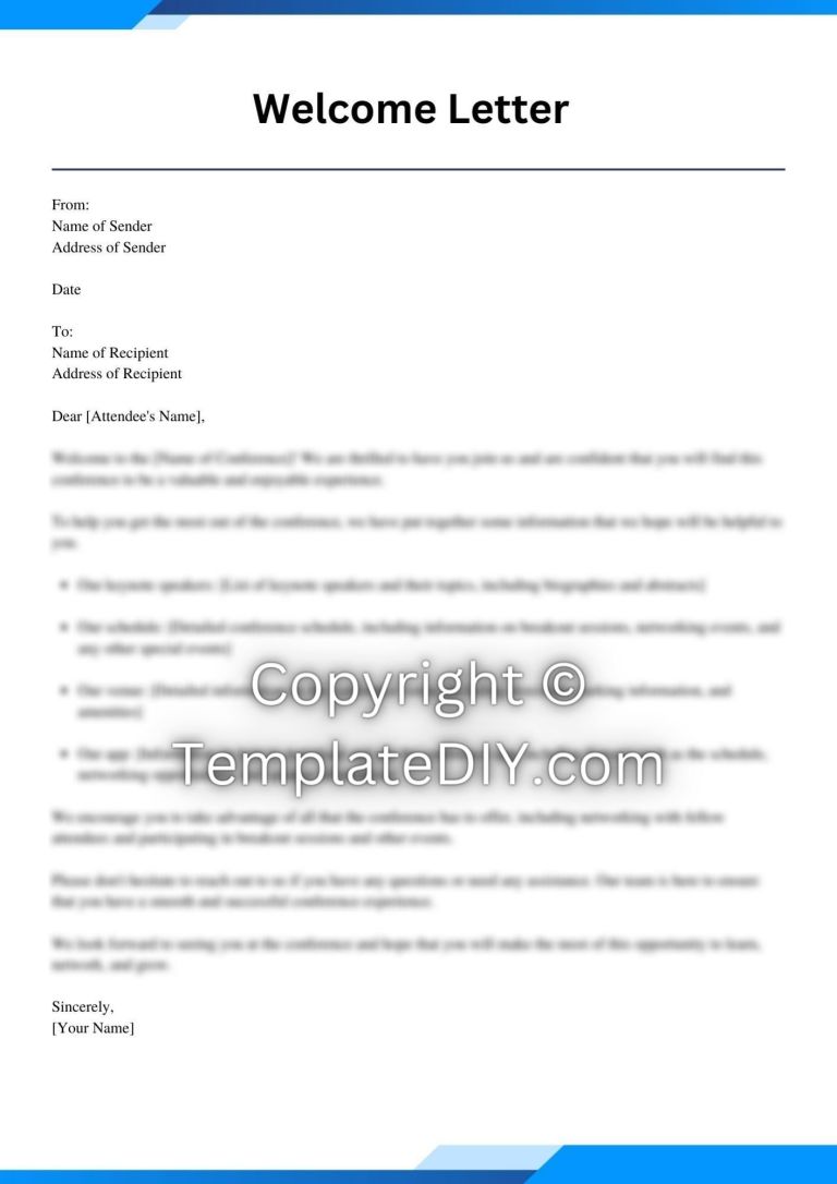 Conference Welcome Letter Sample Template with Examples