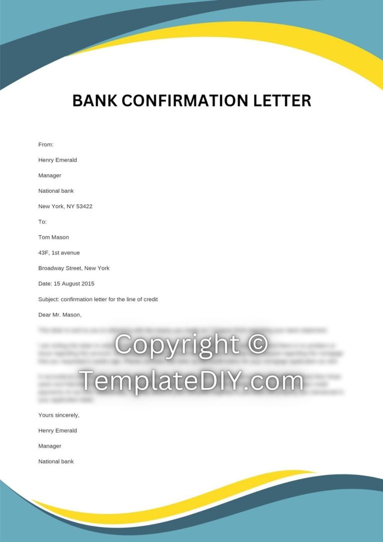 Bank Confirmation Letter Sample – Instant Download