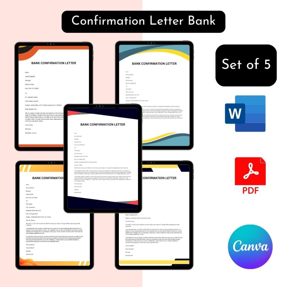Bank Confirmation Letter Sample – Instant Download