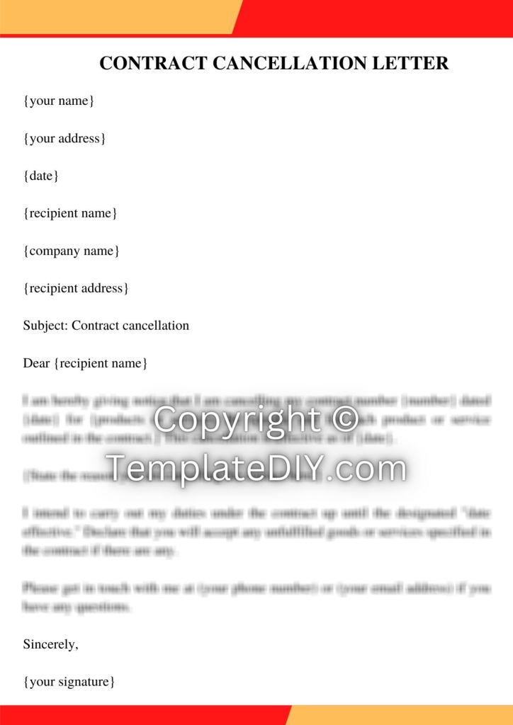Contract Cancellation Letter Sample with Examples [Word]