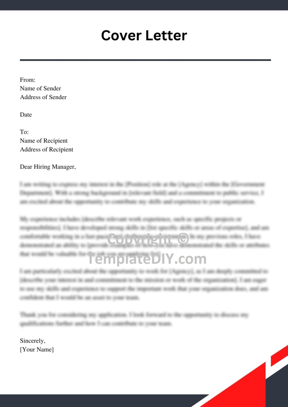 Cover Letter for Government Job Sample with Examples [Word]