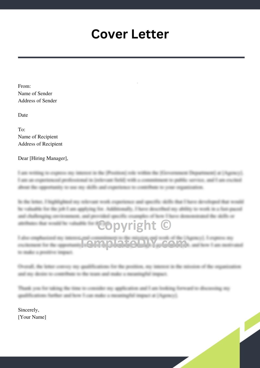 Cover Letter for Government Job Sample with Examples [Word]
