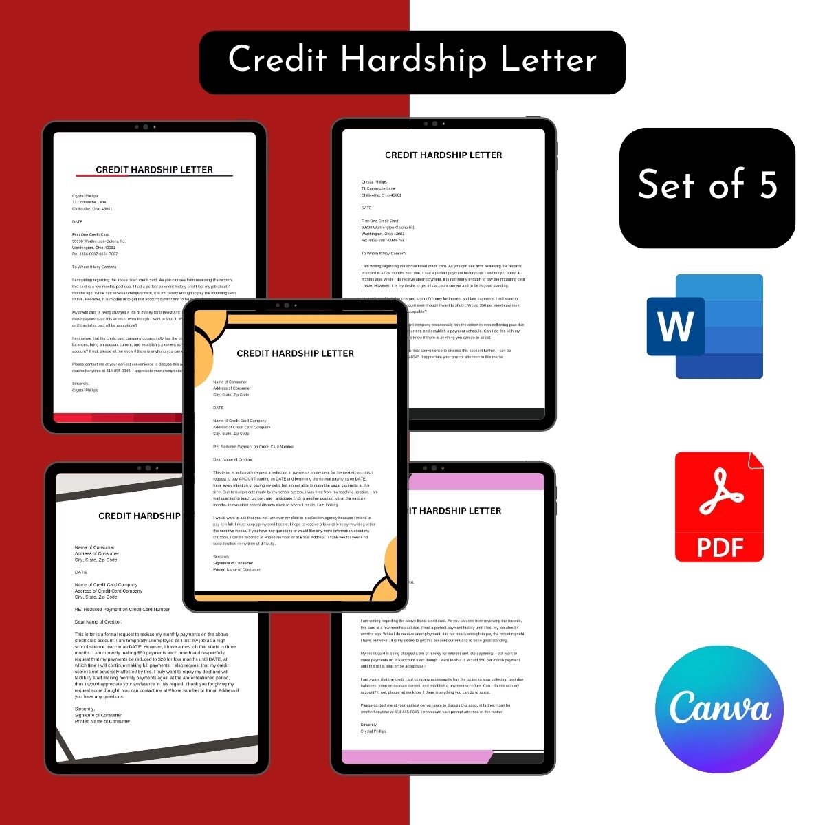 Credit Hardship Letter Sample with Examples [Word]