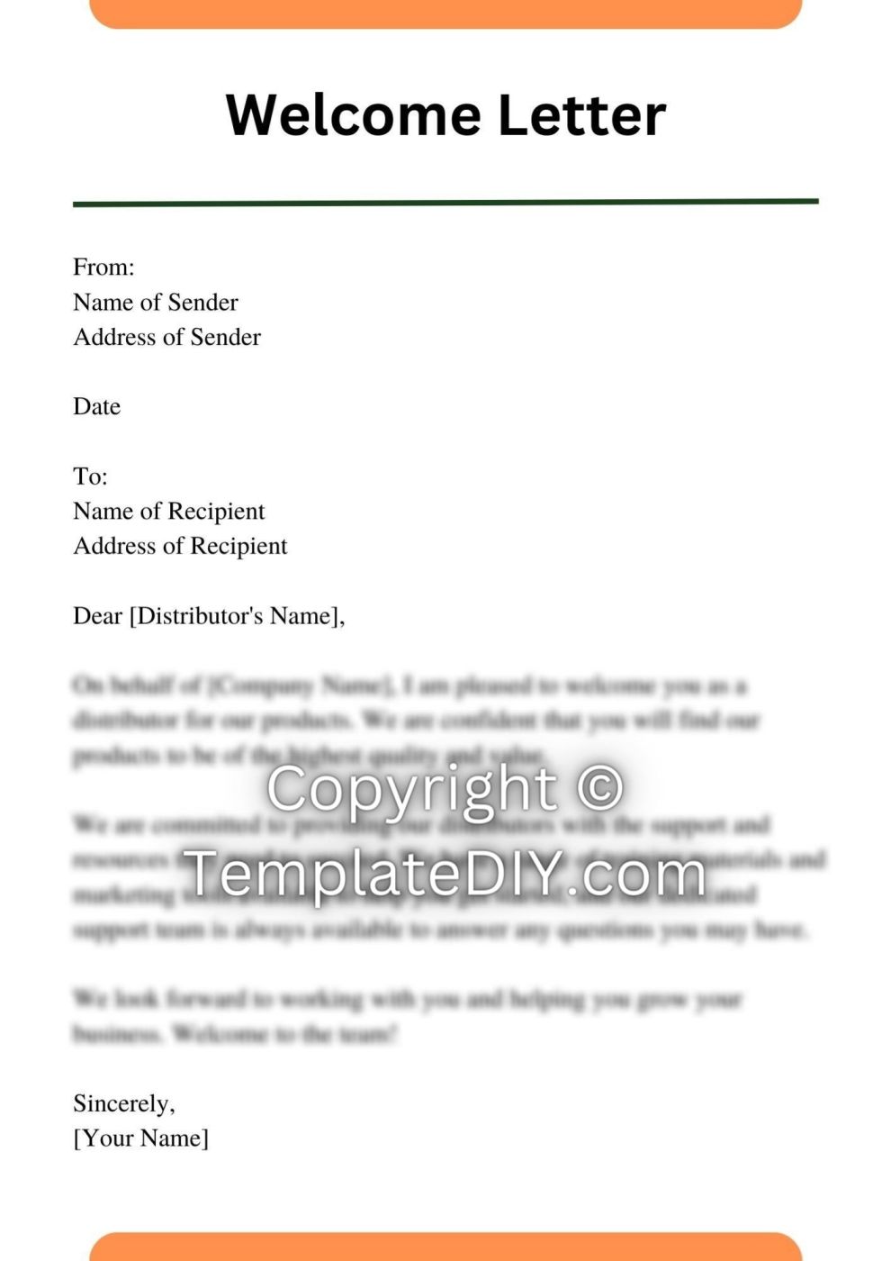Distributor Welcome Letter Sample Template with Examples