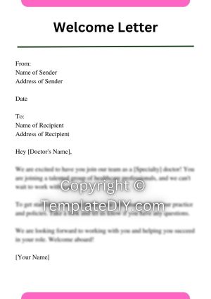 Doctor Welcome Letter Template Printable PDF & Word