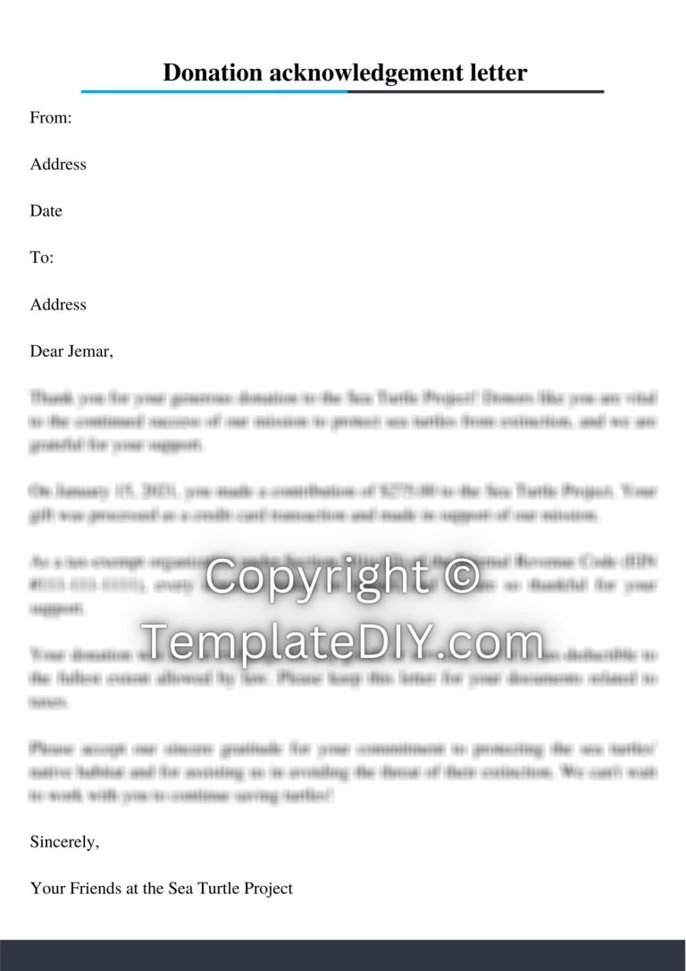 Donation Acknowledgement Letter Sample with Examples