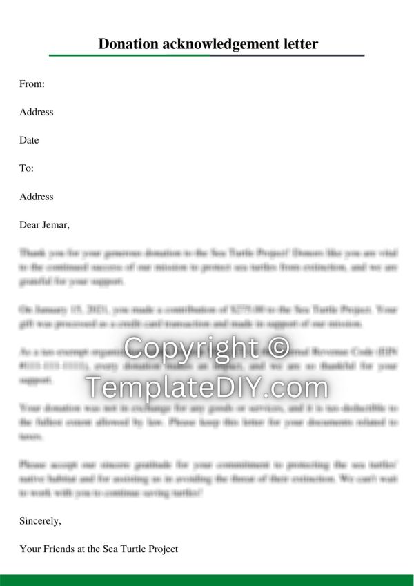 Donation Acknowledgement Letter Sample with Examples