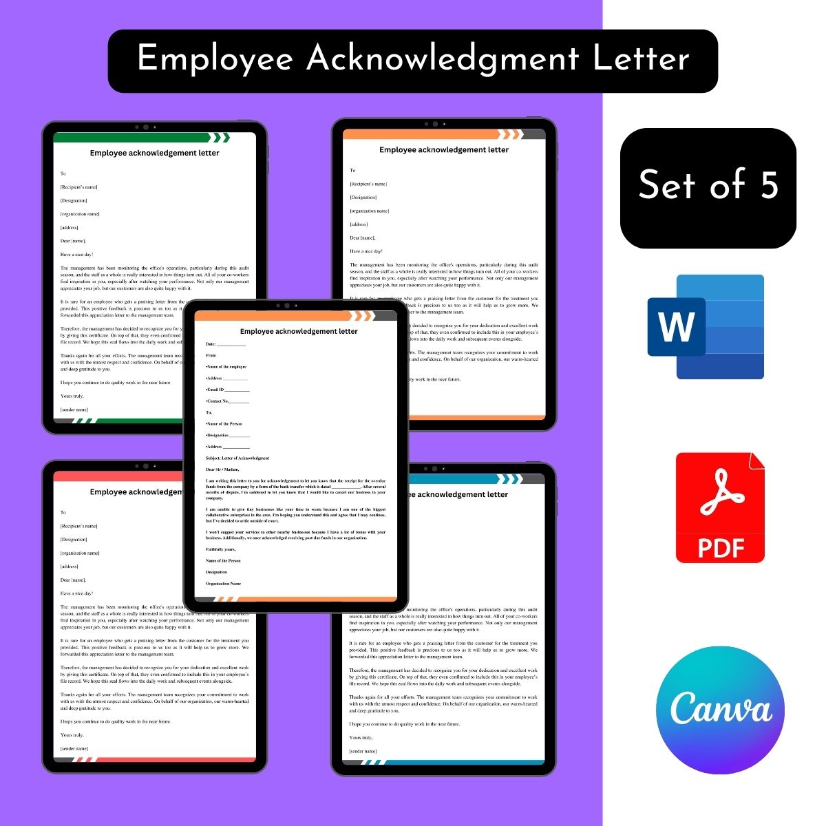 Employee Acknowledgment Letter Sample with Examples [Word]
