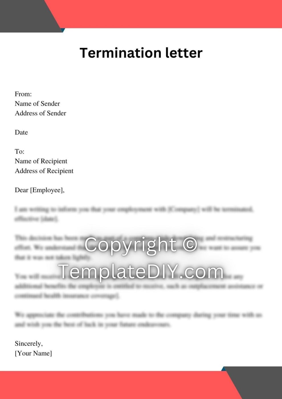 Employee Termination Letter Sample with Examples [Word]