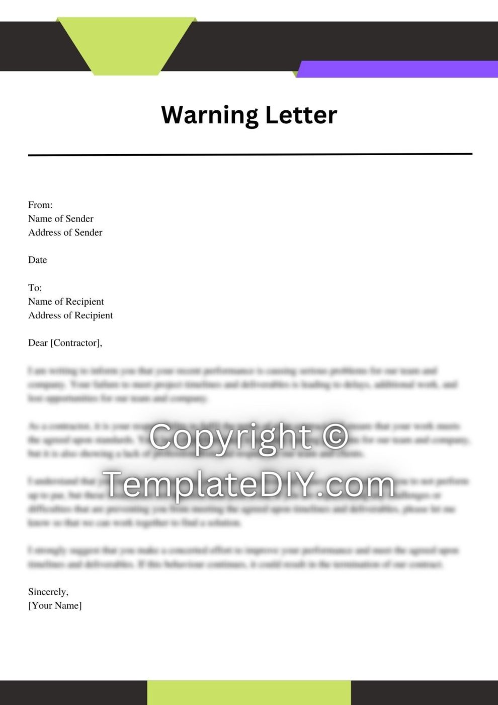Employee Warning Letter for Late Coming Sample [Word]