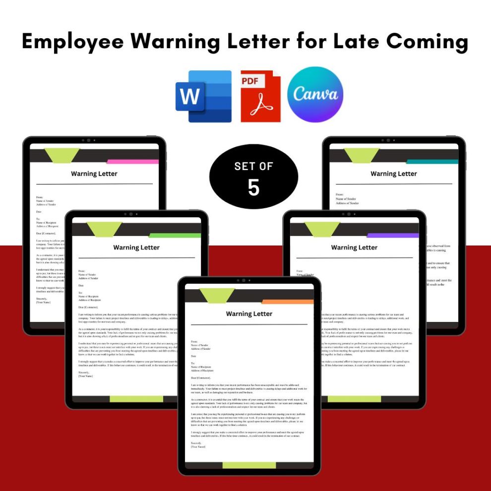 Employee Warning Letter for Late Coming Sample [Word]