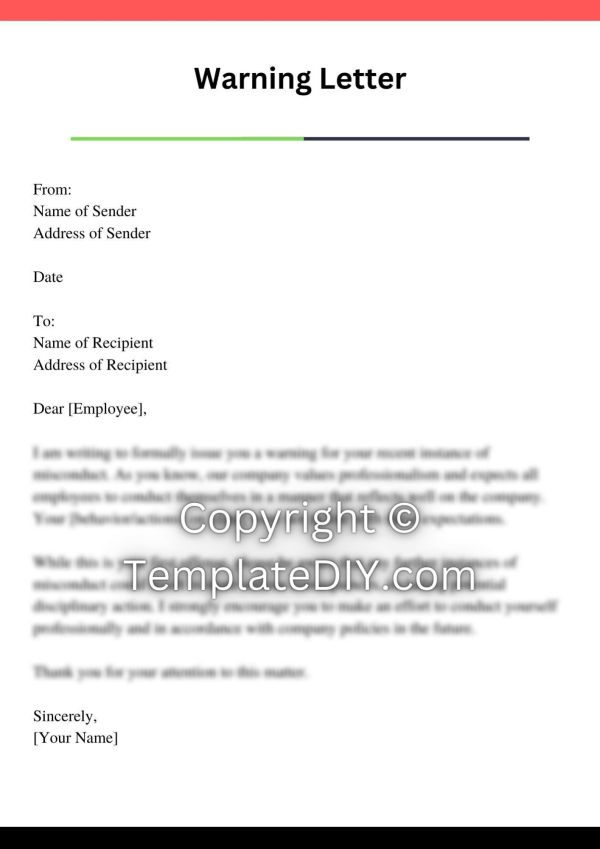 Employee Warning Letter for Misconduct Sample and Examples
