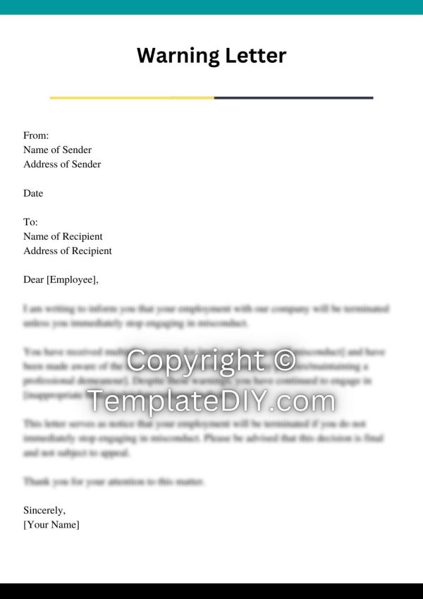 Employee Warning Letter for Misconduct Sample and Examples