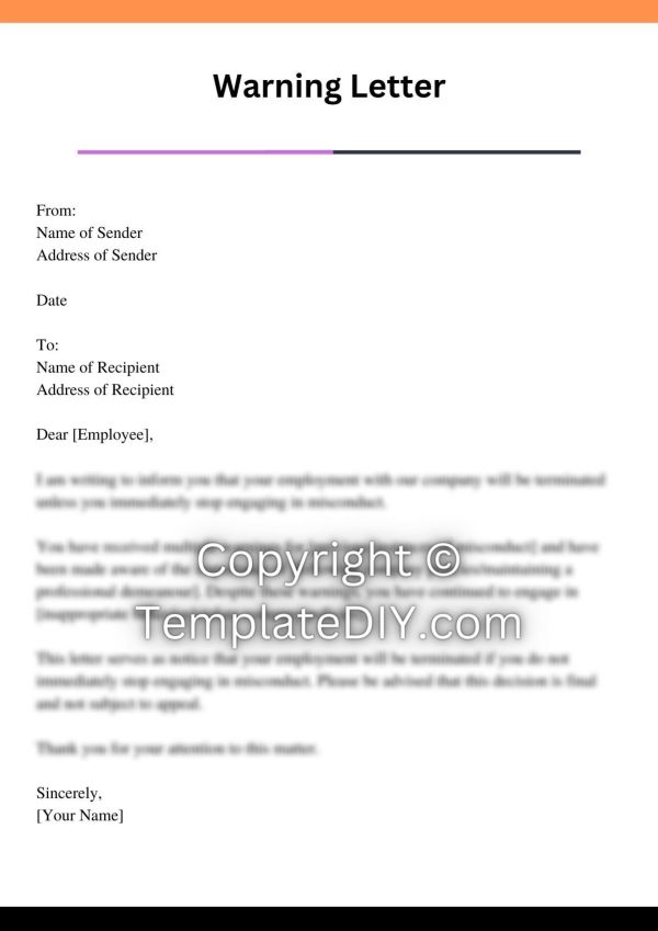 Employee Warning Letter for Misconduct Sample and Examples