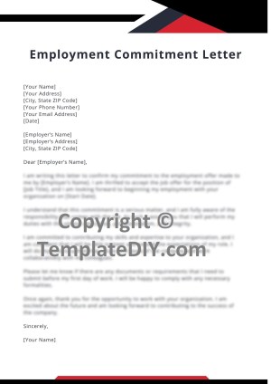 Download Employment Commitment Letter | Customizable Template