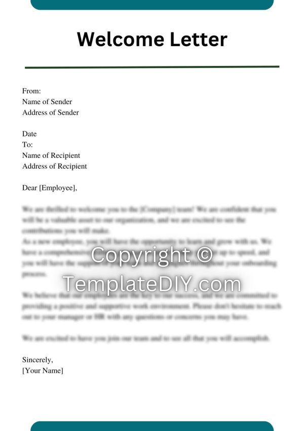 Employment Welcome Letter Sample with Examples [Word]