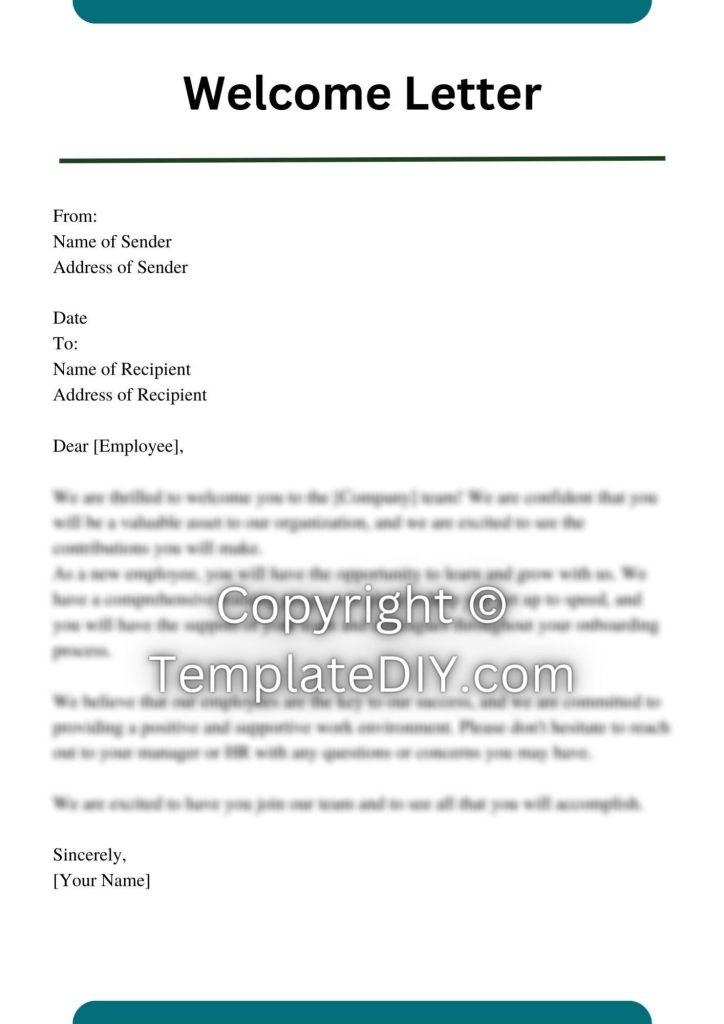 Employment Welcome Letter Sample with Examples [Word]