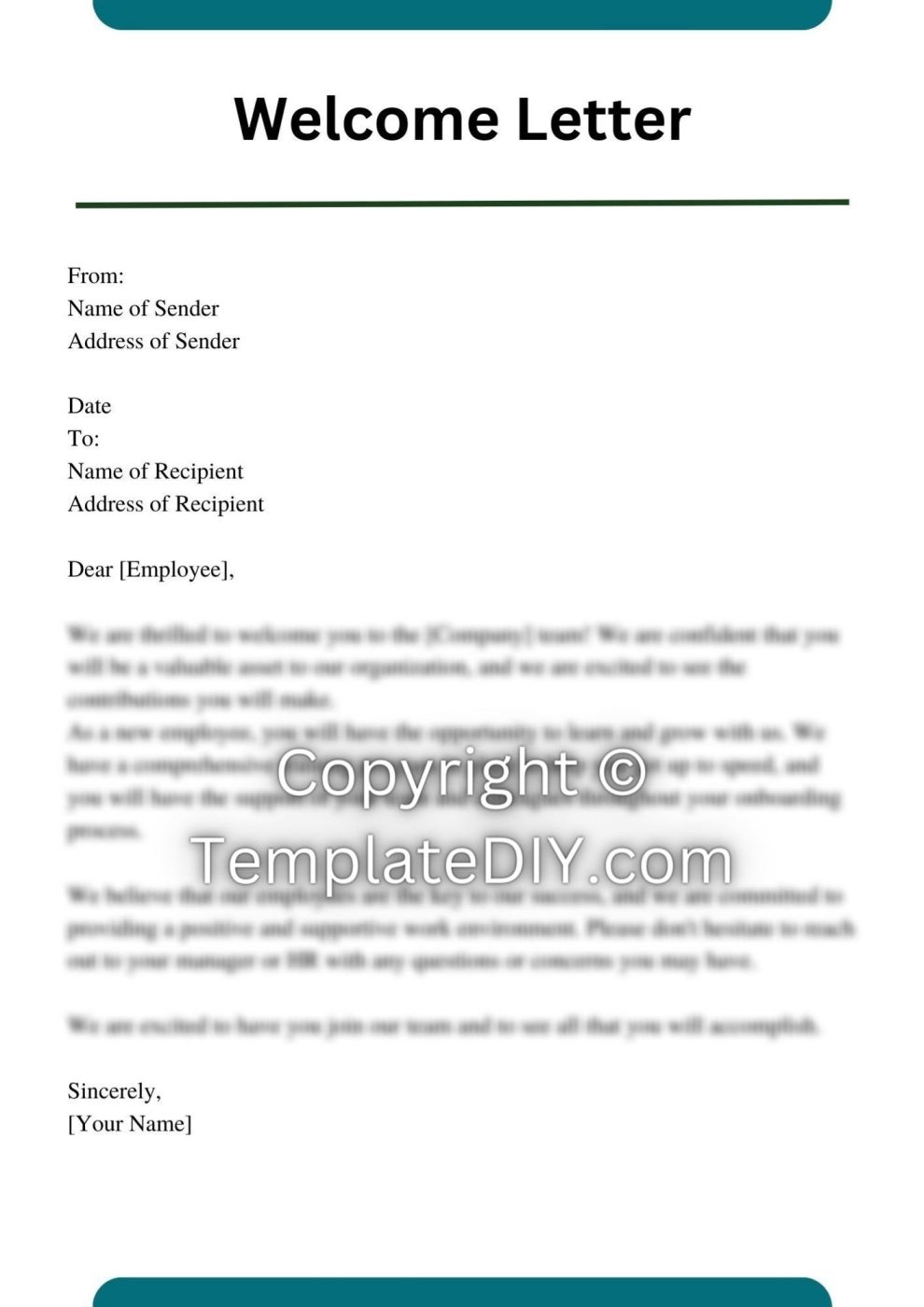 Employment Welcome Letter Sample with Examples [Word]