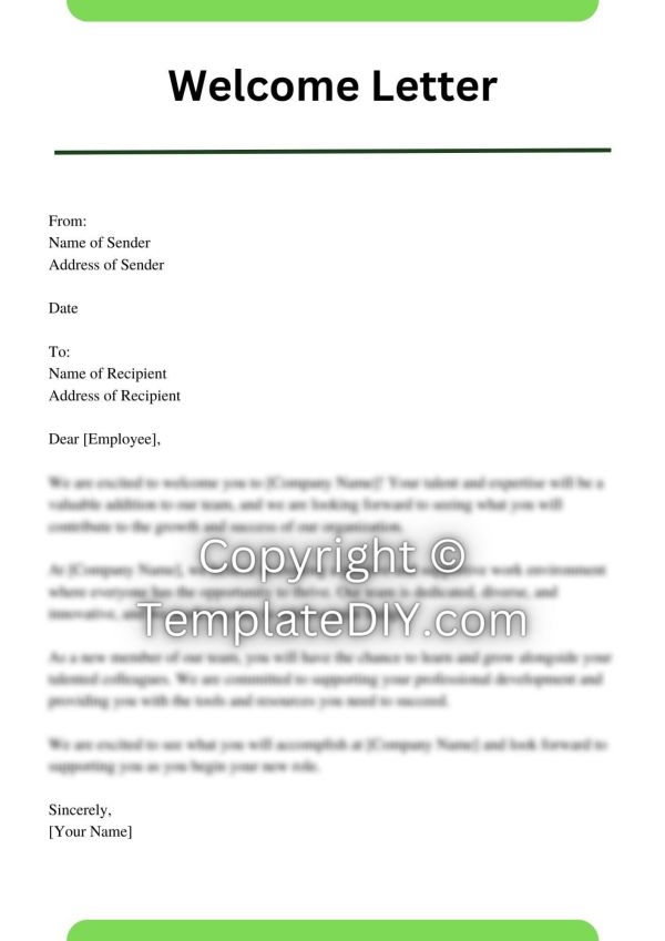 Employment Welcome Letter Sample with Examples [Word]