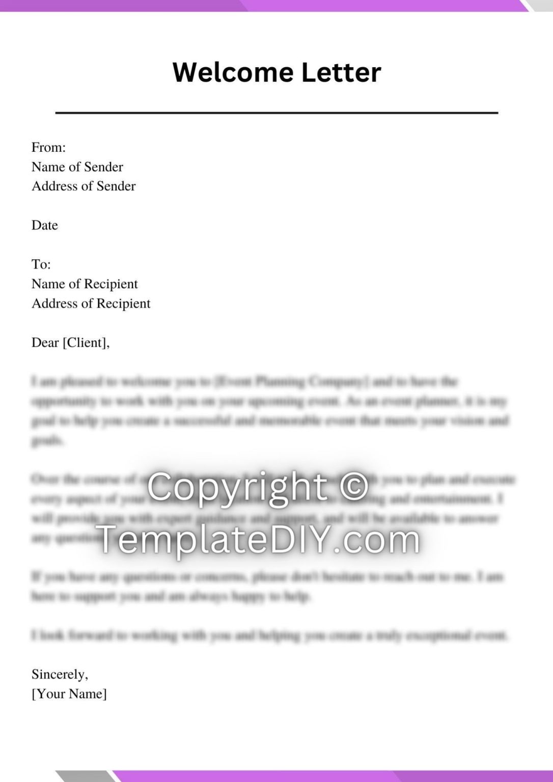 Event Planner Welcome Letter Sample with Examples [Word]