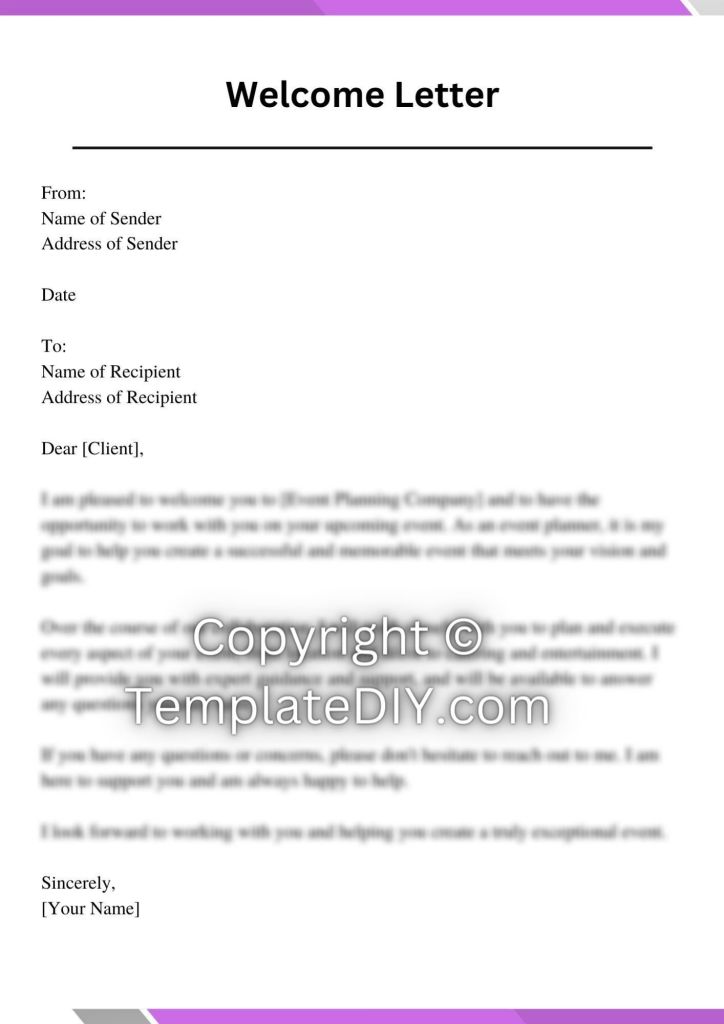 Event Planner Welcome Letter Sample with Examples [Word]