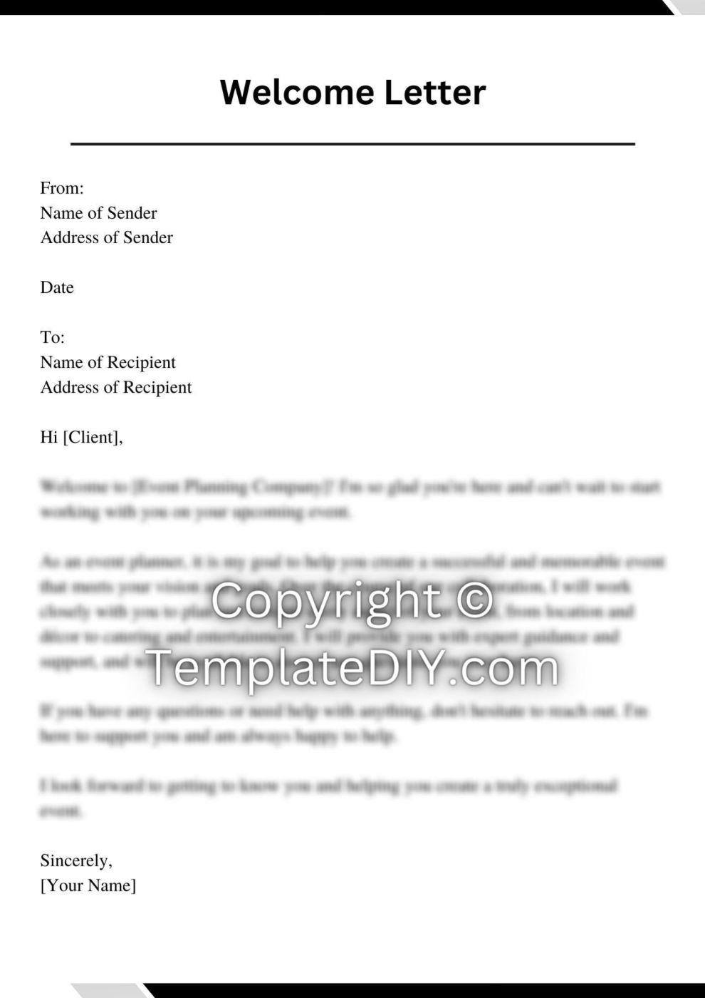 Event Planner Welcome Letter Sample with Examples [Word]
