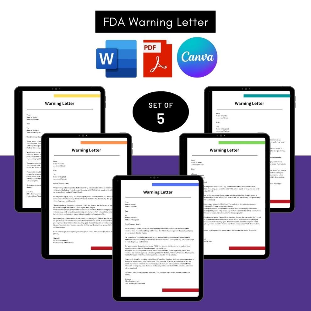 FDA Warning Letter Sample with Examples [Word Editable]