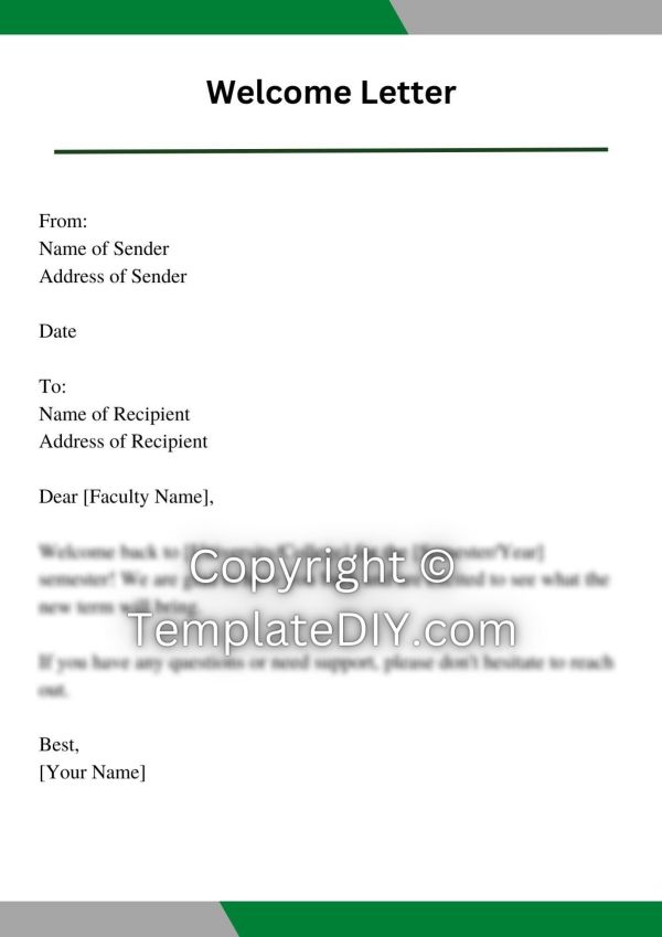 Faculty Welcome Back Letter Sample with Examples [Word]