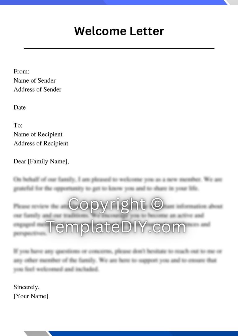 Family Welcome Letter Sample with Examples [Word Editable]