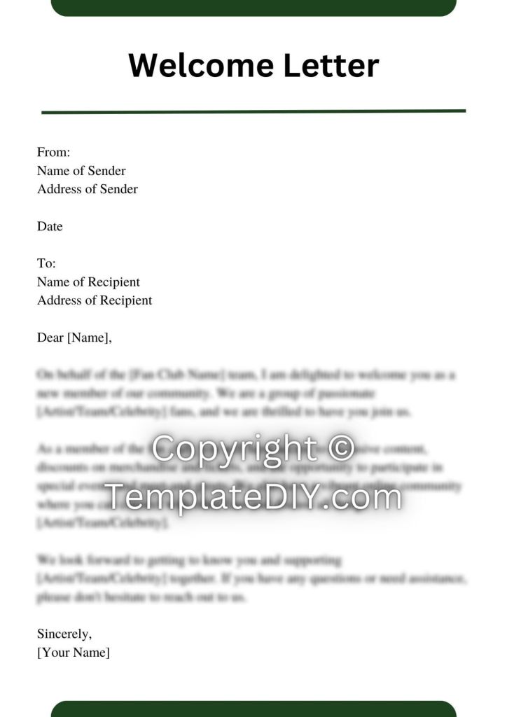 Fan Club Welcome Letter Sample with Examples [Word]